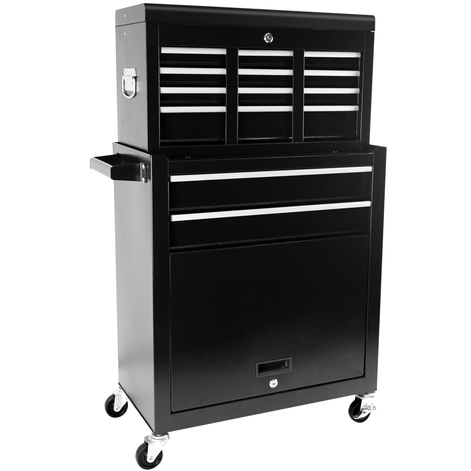 Black Mobile Steel Tool Storage Organizer with Lock&Liner: Large 8 ...