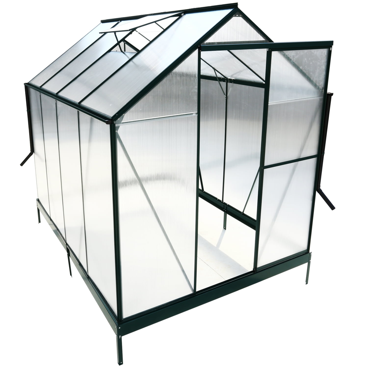 Heavy Duty Green Polycarbonate Aluminum Walk-in Greenhouse Kit with ...