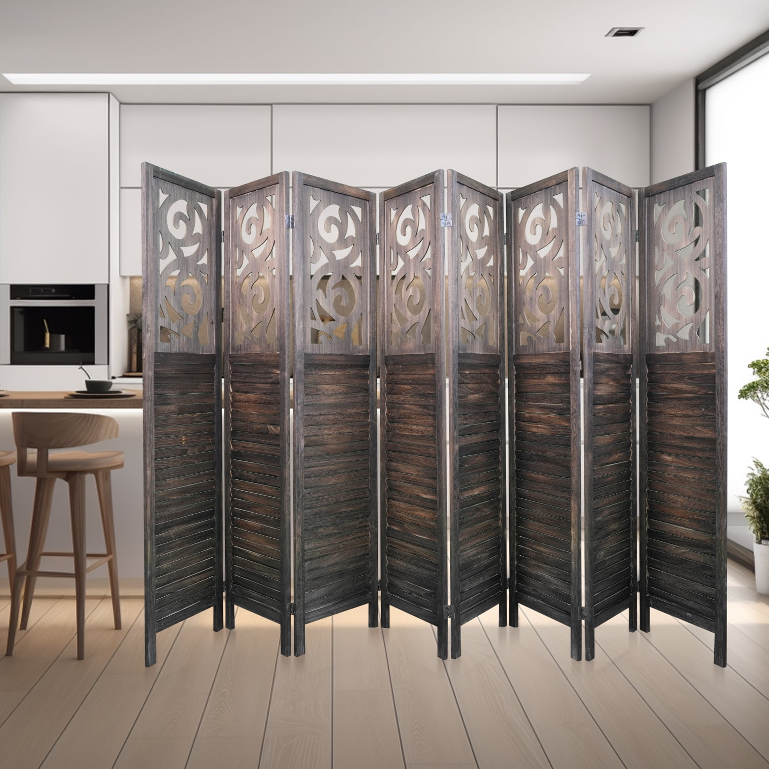 HNGMTNG 8 Panel Room Dividers 6FT Carved Wood Room Divider Partition ...