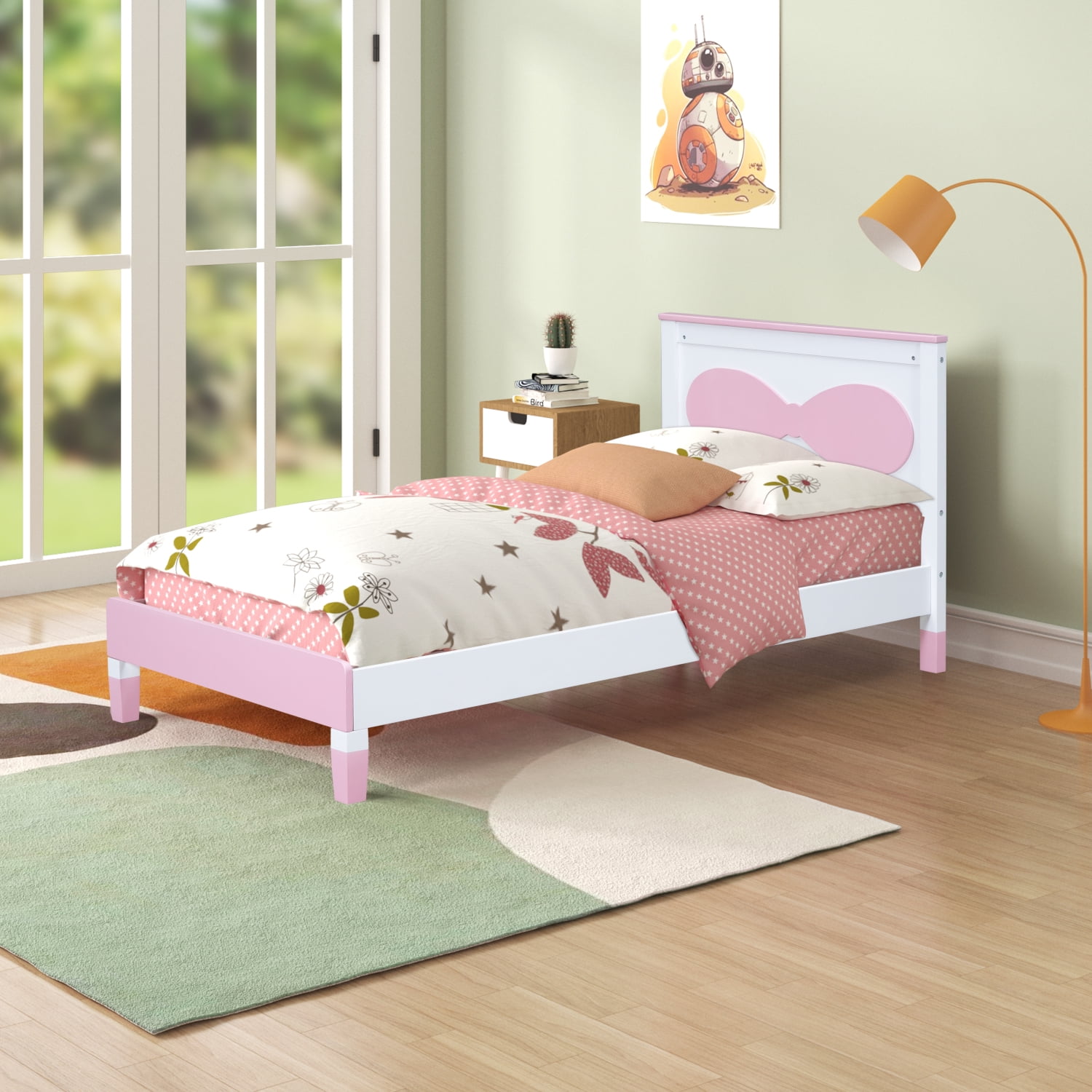 HNGMTON Twin size Wooden Bow Bed - Walmart.com