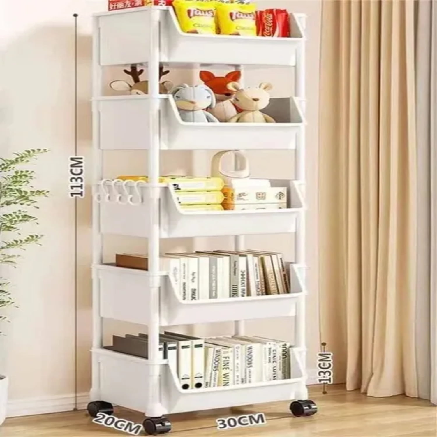 HNGPNGH Portable Trolley Bookshelf with Movable Wheels Multi-Layer ...