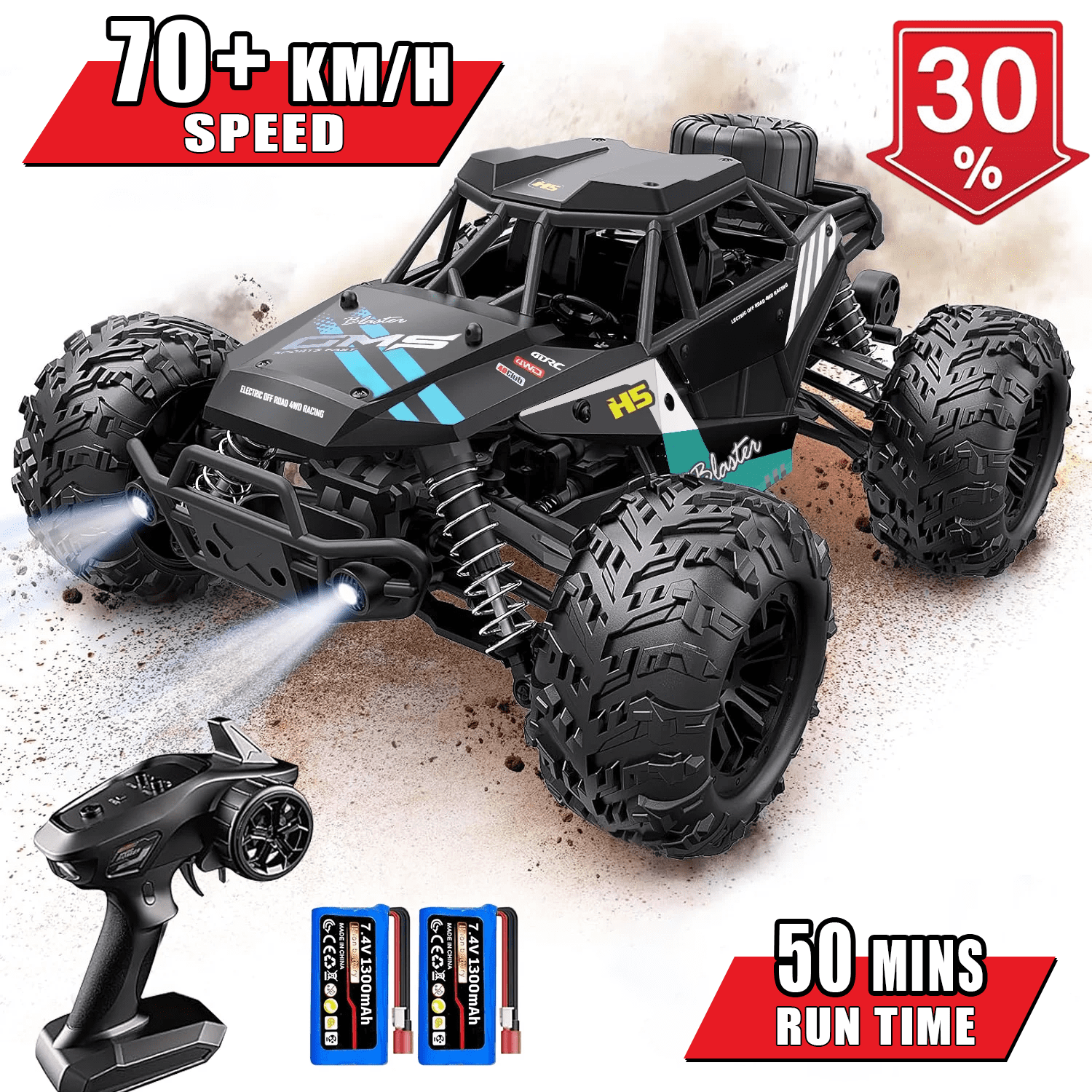 HNH 4WD Fast RC Cars, 70Km/H High Speed Monster Trucks for Kids and ...