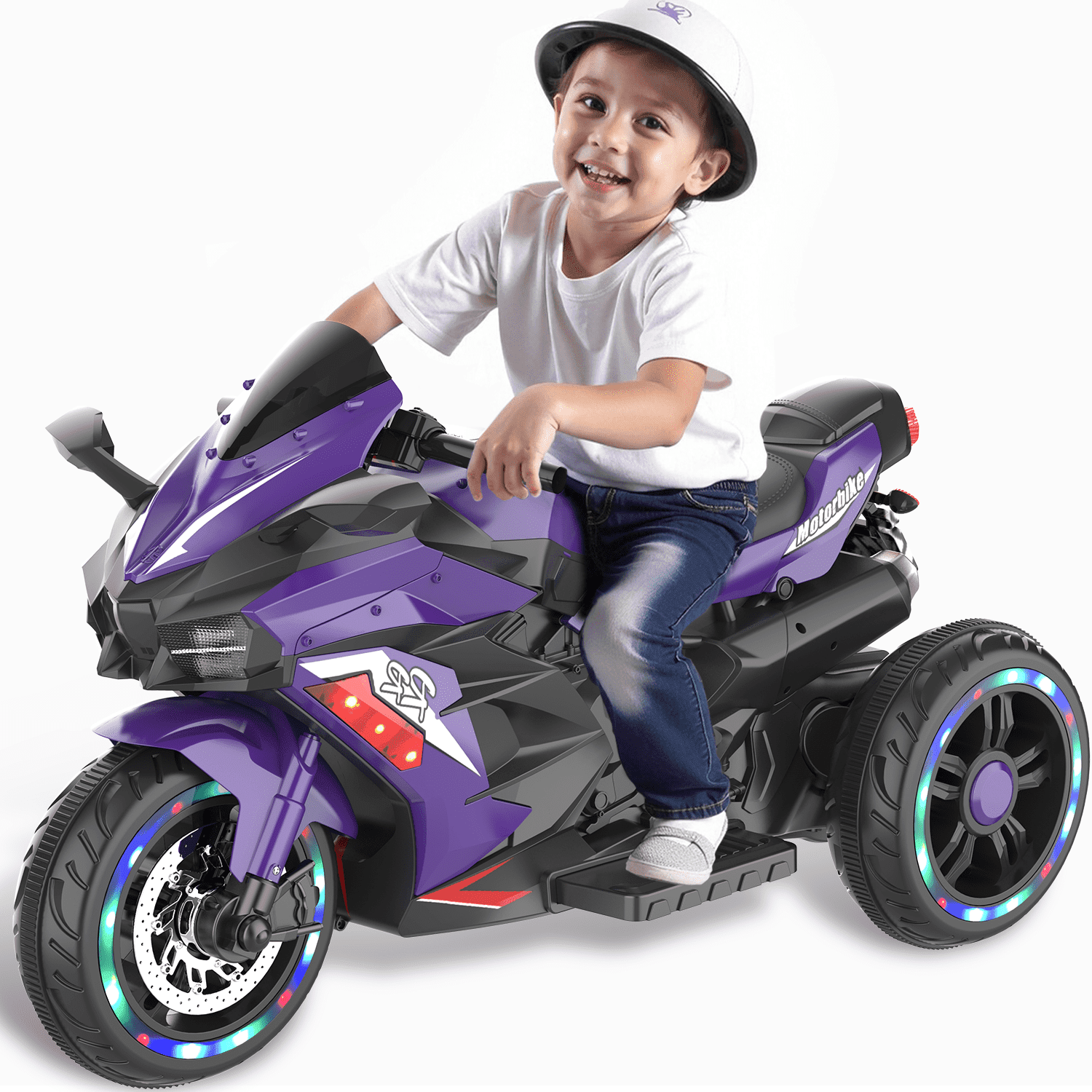 HNH 12V Electric Motorcycle for Kids, Powered Ride on Toys, 3 Wheels ...
