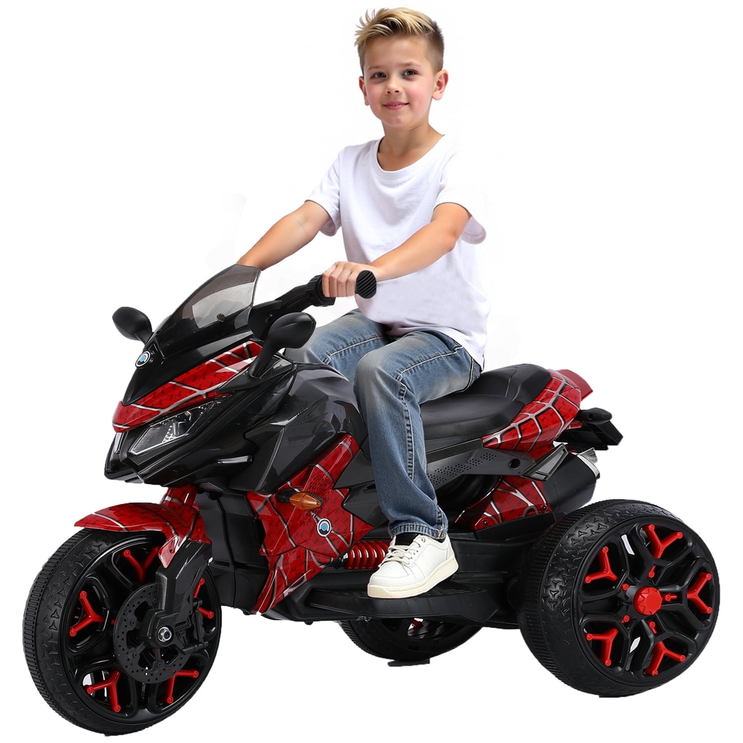 HNH Kids Motorcycle for 3-6 Year old, 3-Wheels Ride On Motorcycle, 12V Battery Powered Motorbike ...