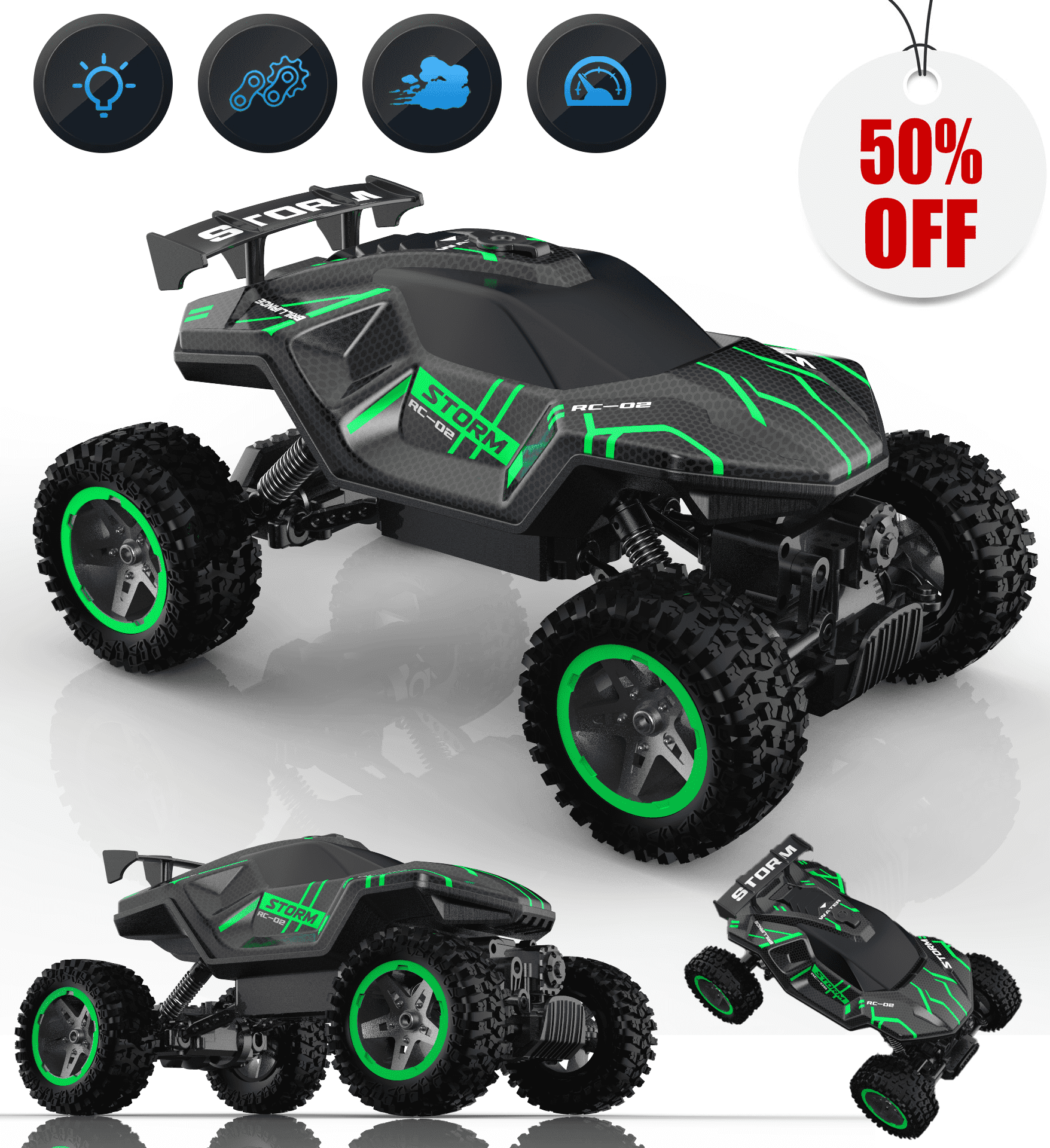 HNH 1:16 Off Road RC Car for Adults and Kids, 4WD Remote Control Car ...