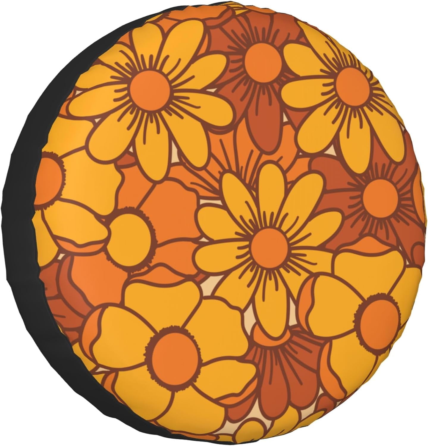 Hnian Retro 70s Floral Spare Tire Cover Protectors Weatherproof Wheel