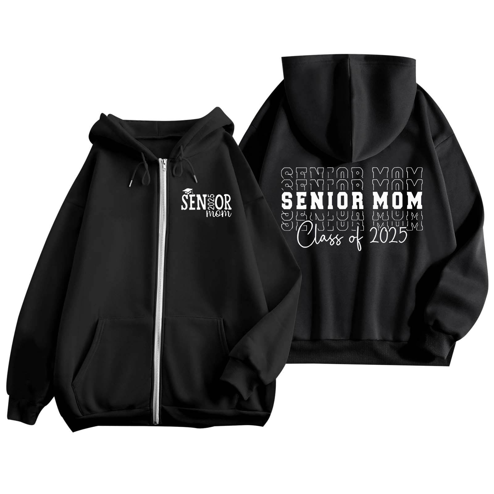 HNMKIU 2026 Graduating Class Hoodie Ladies Senior Mom Zipper Sweatshirt ...