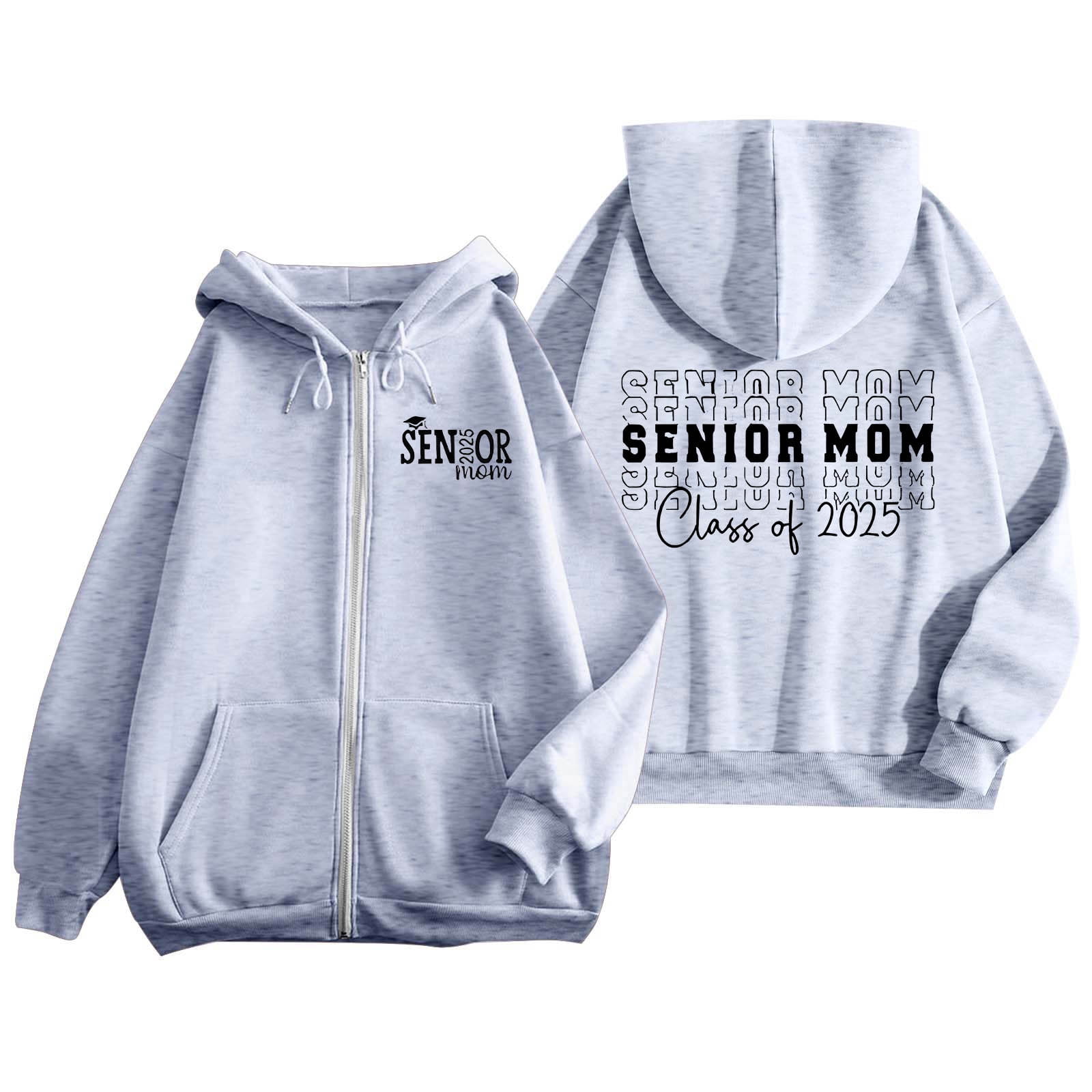 HNMKIU 2026 Graduating Class Hoodie Ladies Senior Mom Zipper Sweatshirt ...