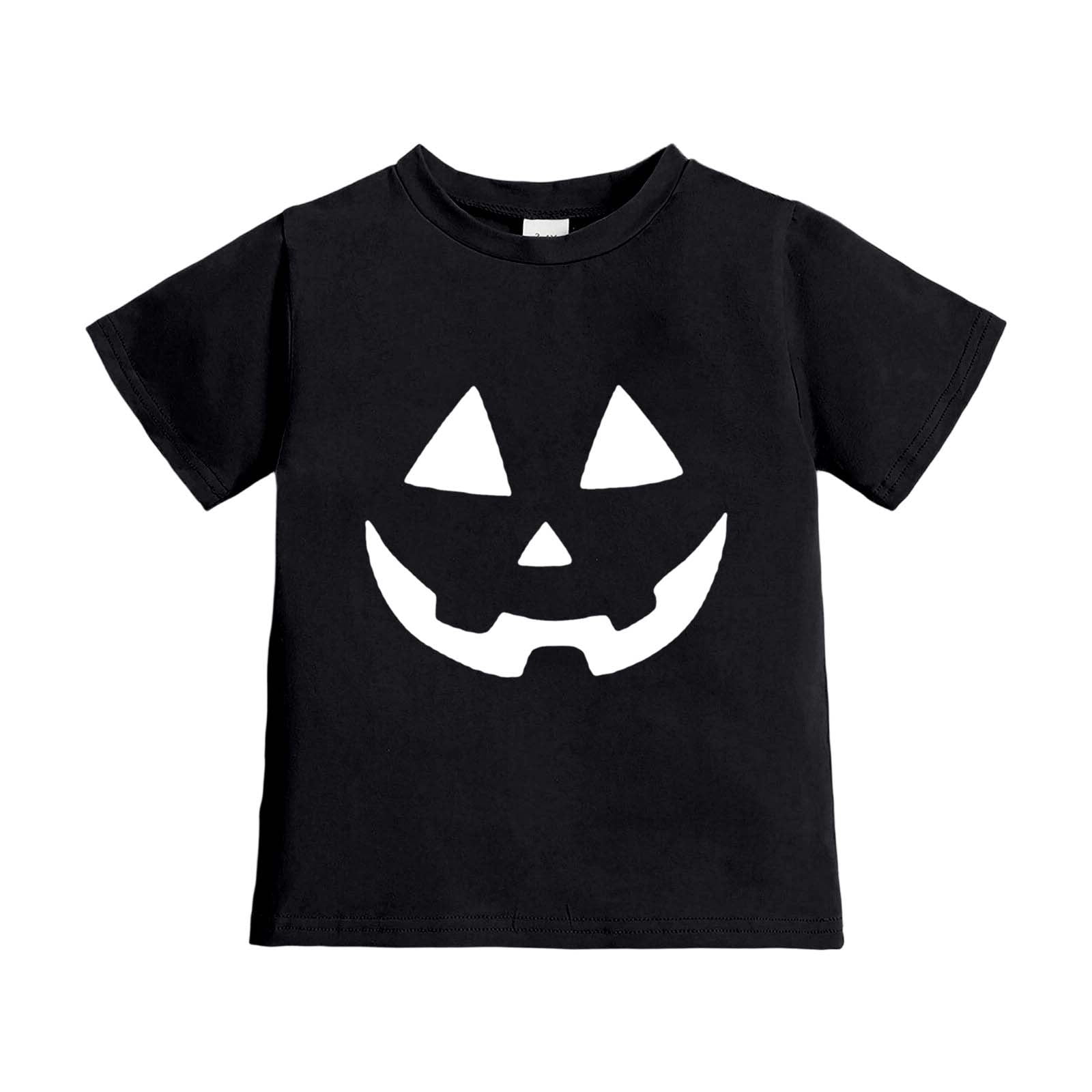 HNMKIU Boys Halloween Pumpkin Face Print Long Sleeve Tee Shirt ...