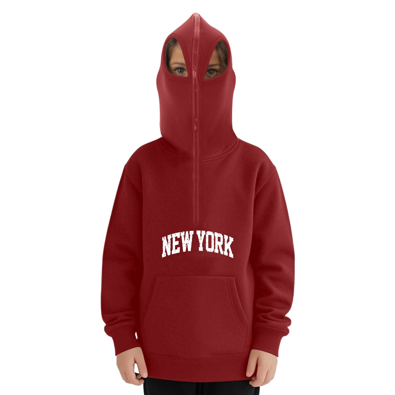 HNMKIU Boys Pullover Hoodie with Letter Print and Pockets Zip up Style ...