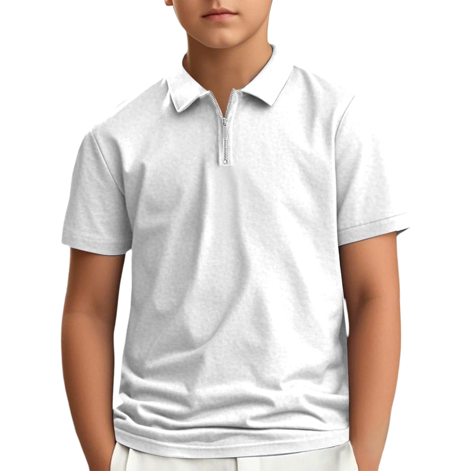 HNMKIU Boys Short Sleeve Casual Gentleman Zipper Shirt for Kids Summer ...