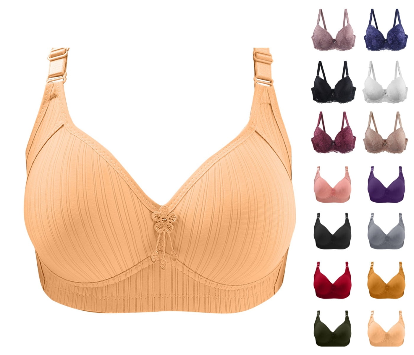 HNMKIU Bras for Women Plus Size Solid Fashion Casual Wireless Comfort ...