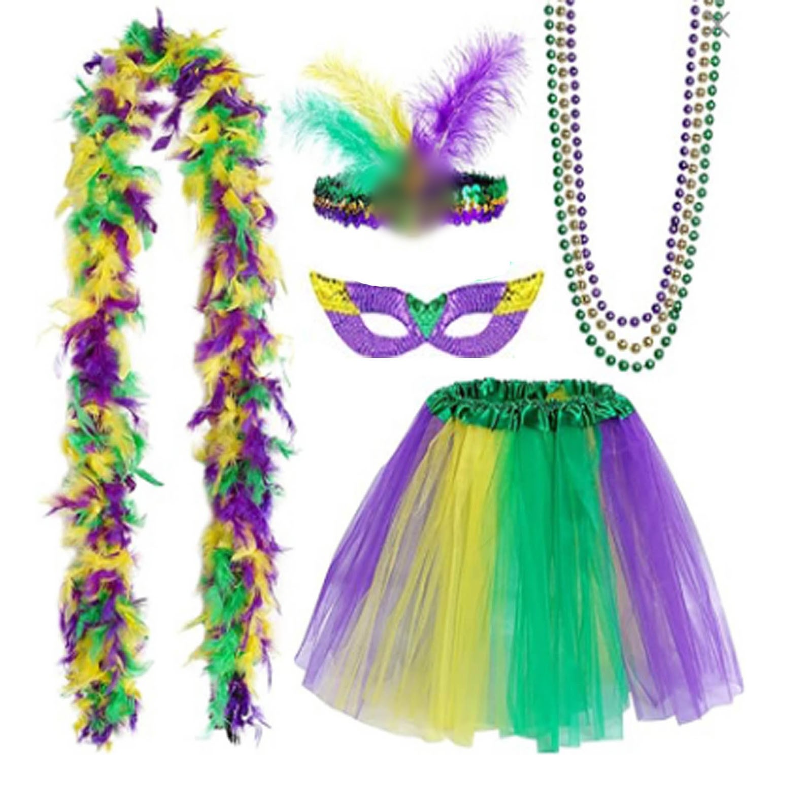 HNMKIU Carnival Dress Up Set with Sequin Feather Tutu Skirt and ...