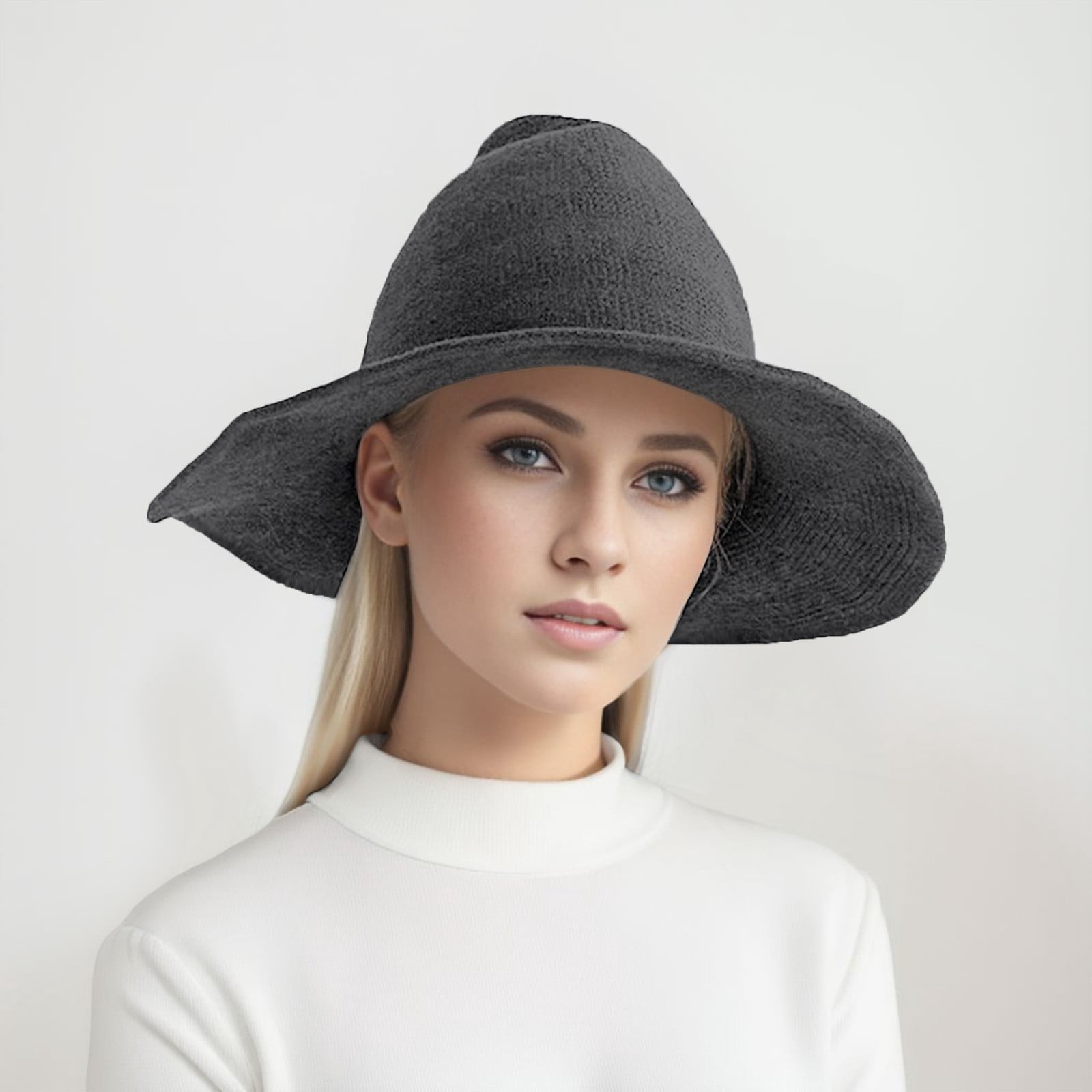 HNMKIU Cowboy Hat for Women Knitted Steeple Top Design Versatile Daily ...