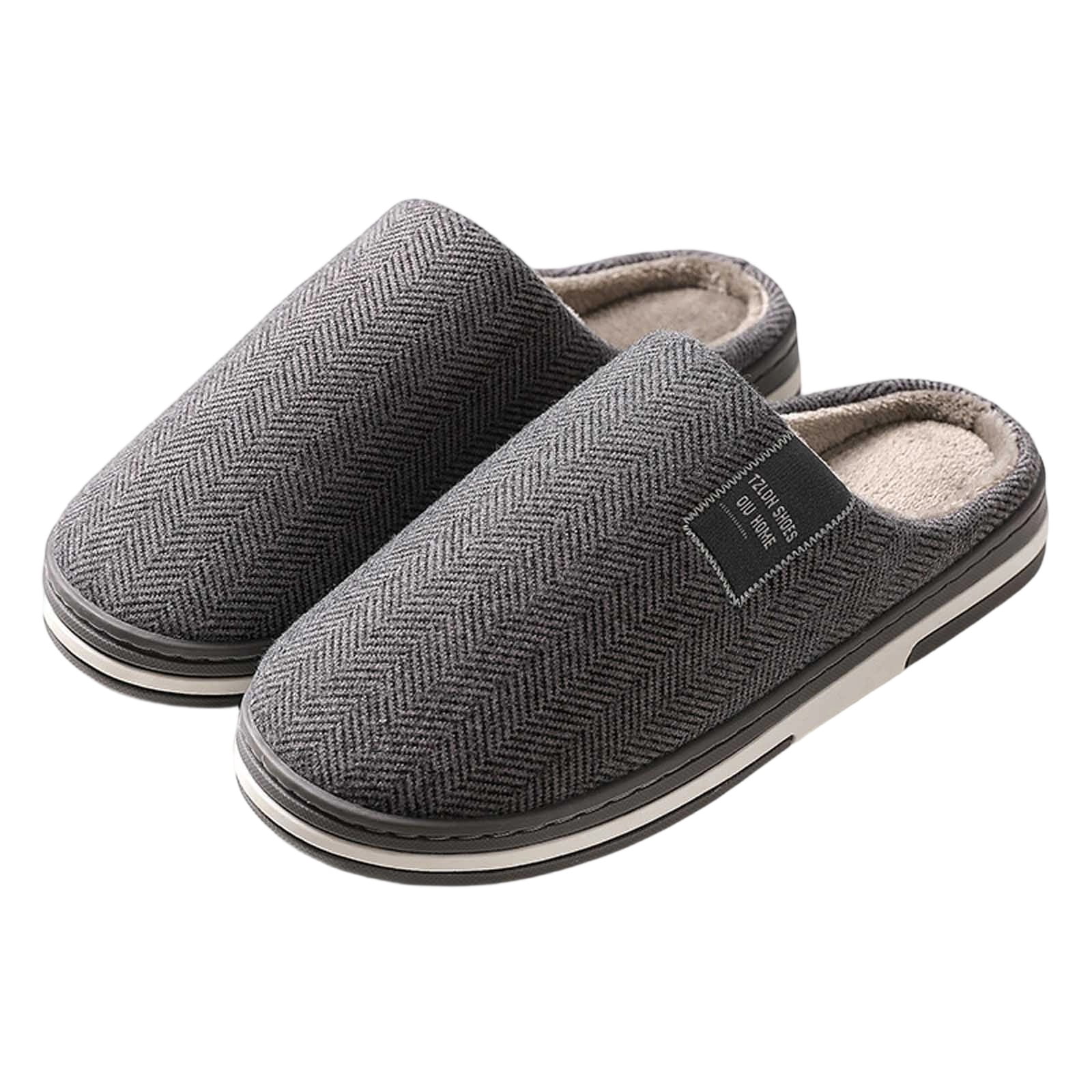 HNMKIU Cozy Mens Slippers Large Size Warm Indoor Home Footwear Durable ...