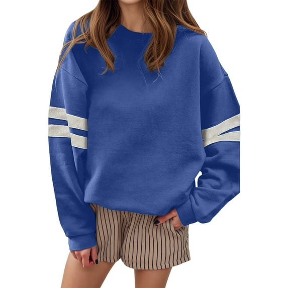 HNMKIU Crewneck Sweatshirt Stylish Long Sleeve Loose Fit Drop Shoulder ...