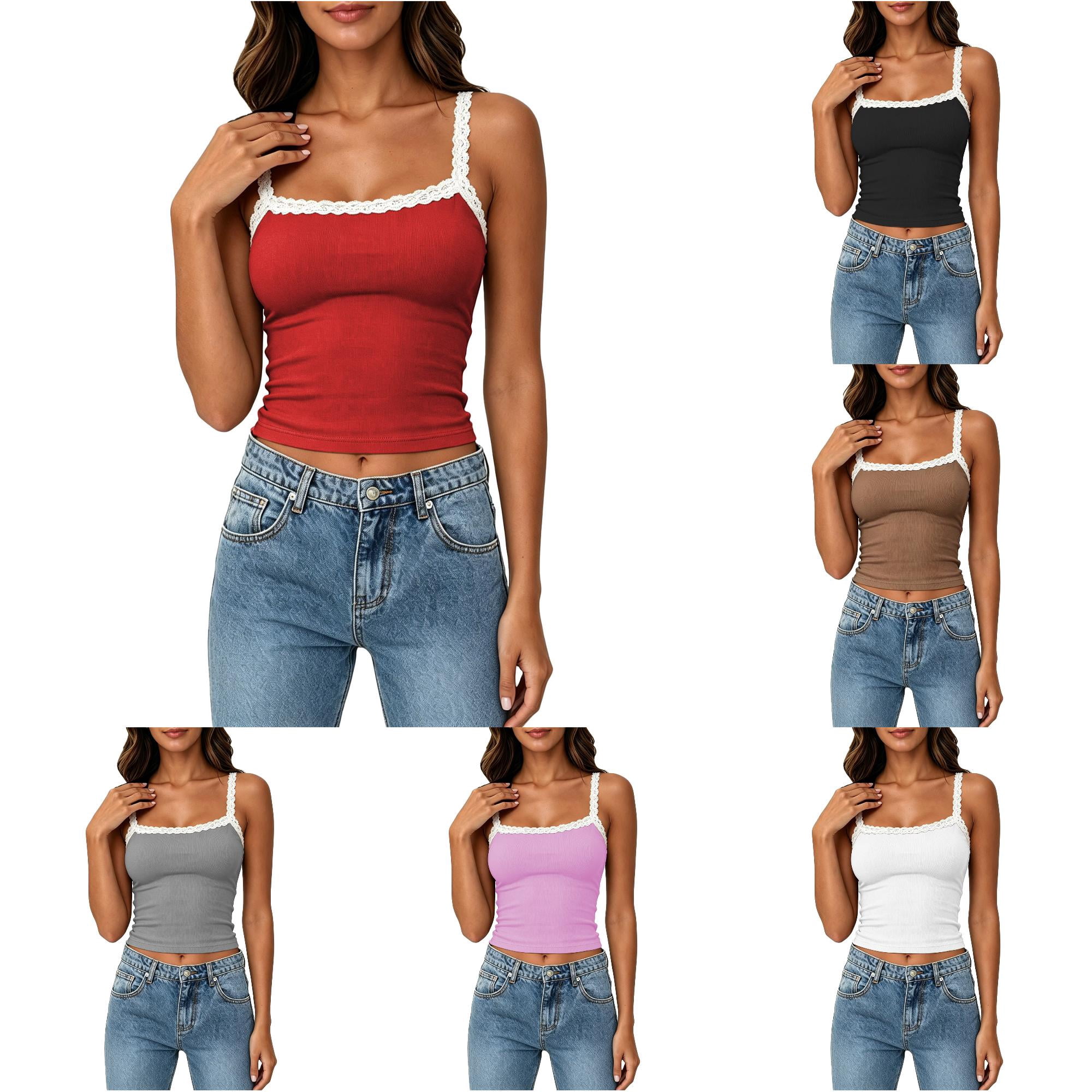 HNMKIU Elegant Lace Trim Camisole for Daily Casual Wear with Floral ...