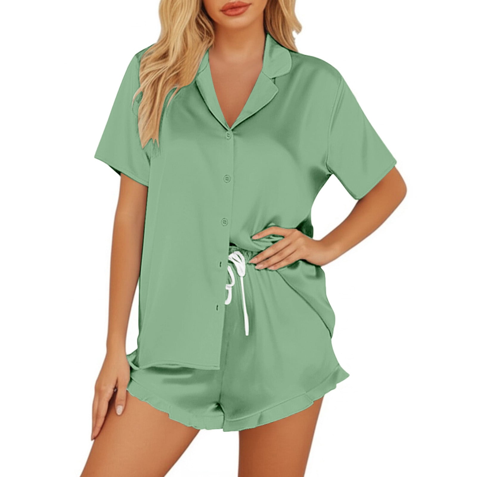 HNMKIU Elegant Satin Bridesmaid Wedding Sleepwear Set Comfortable Home ...