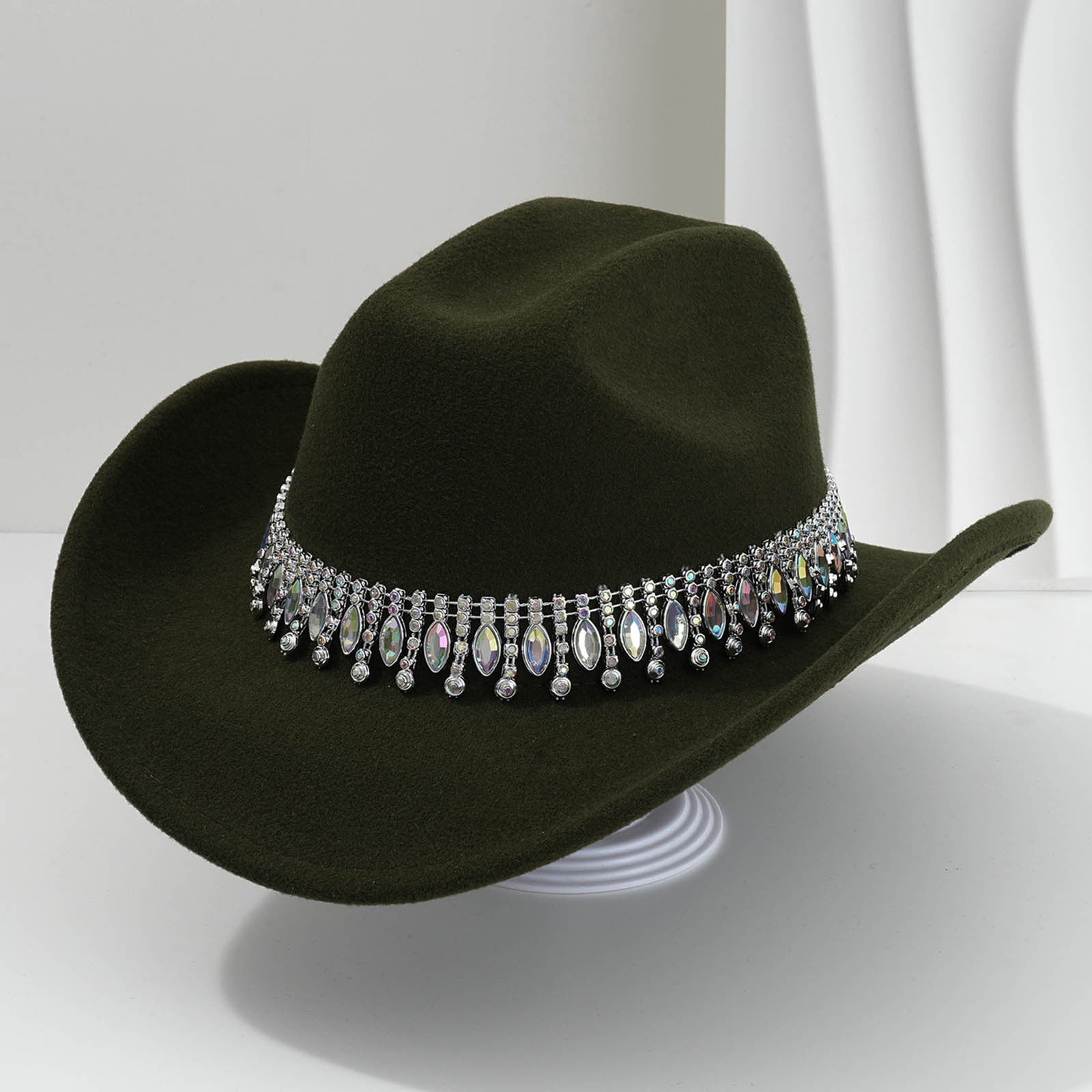 HNMKIU Elegant Western Cowboy Hat With Sparkling Rhinestone Fringe For ...