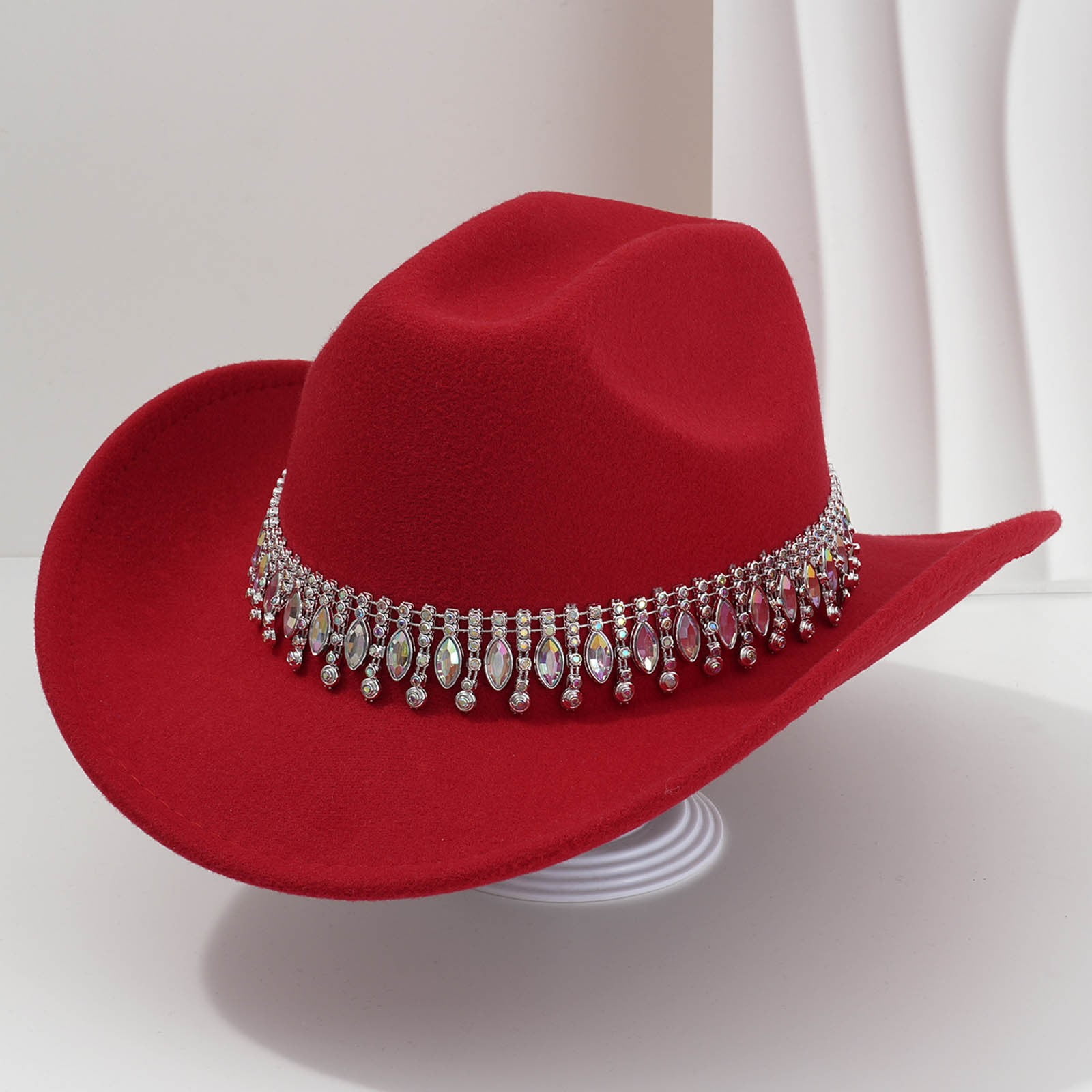 HNMKIU Elegant Western Cowboy Hat With Sparkling Rhinestone Fringe For ...