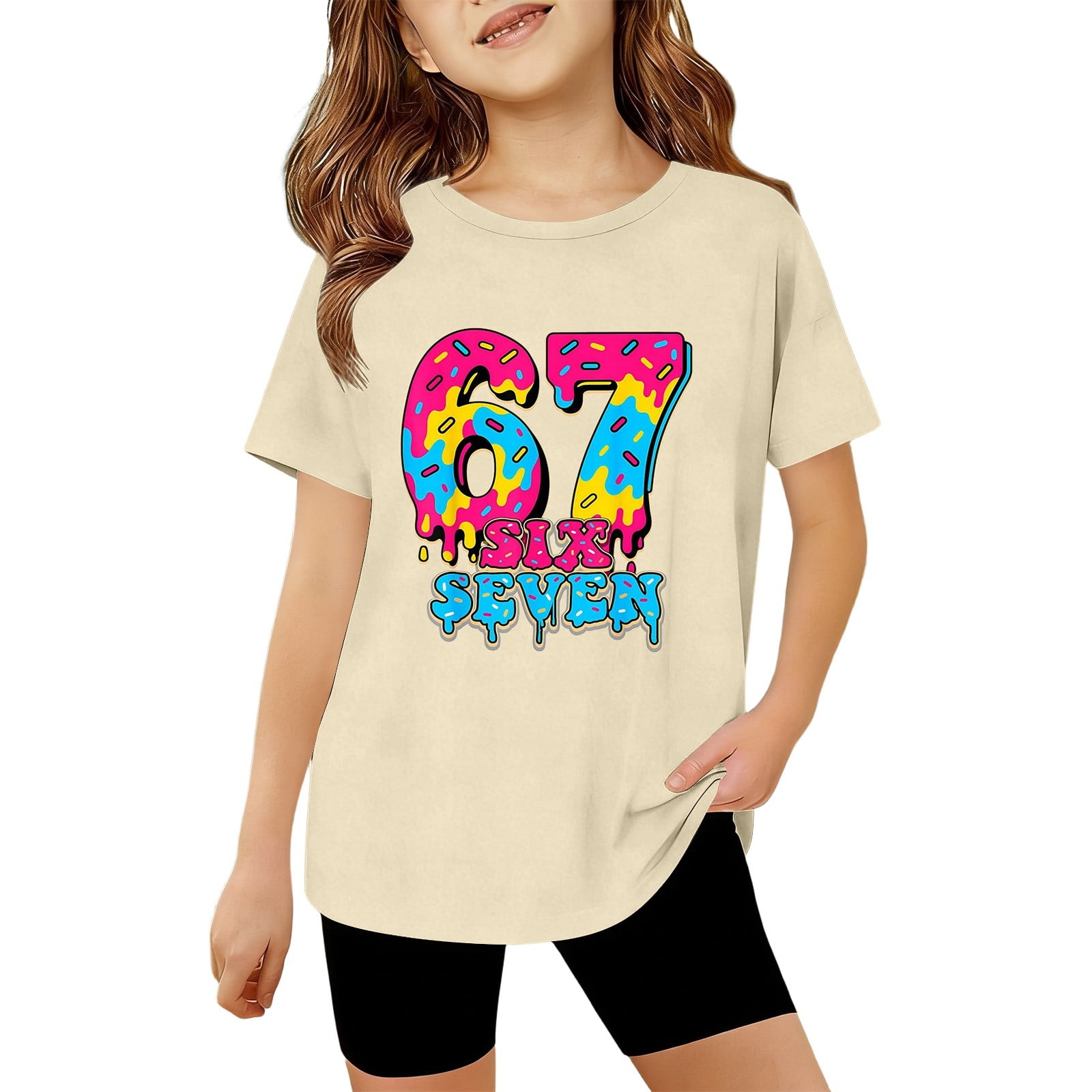 HNMKIU Fashionable Printed Tee Shirt For Girls Youth Casual Comfortable ...