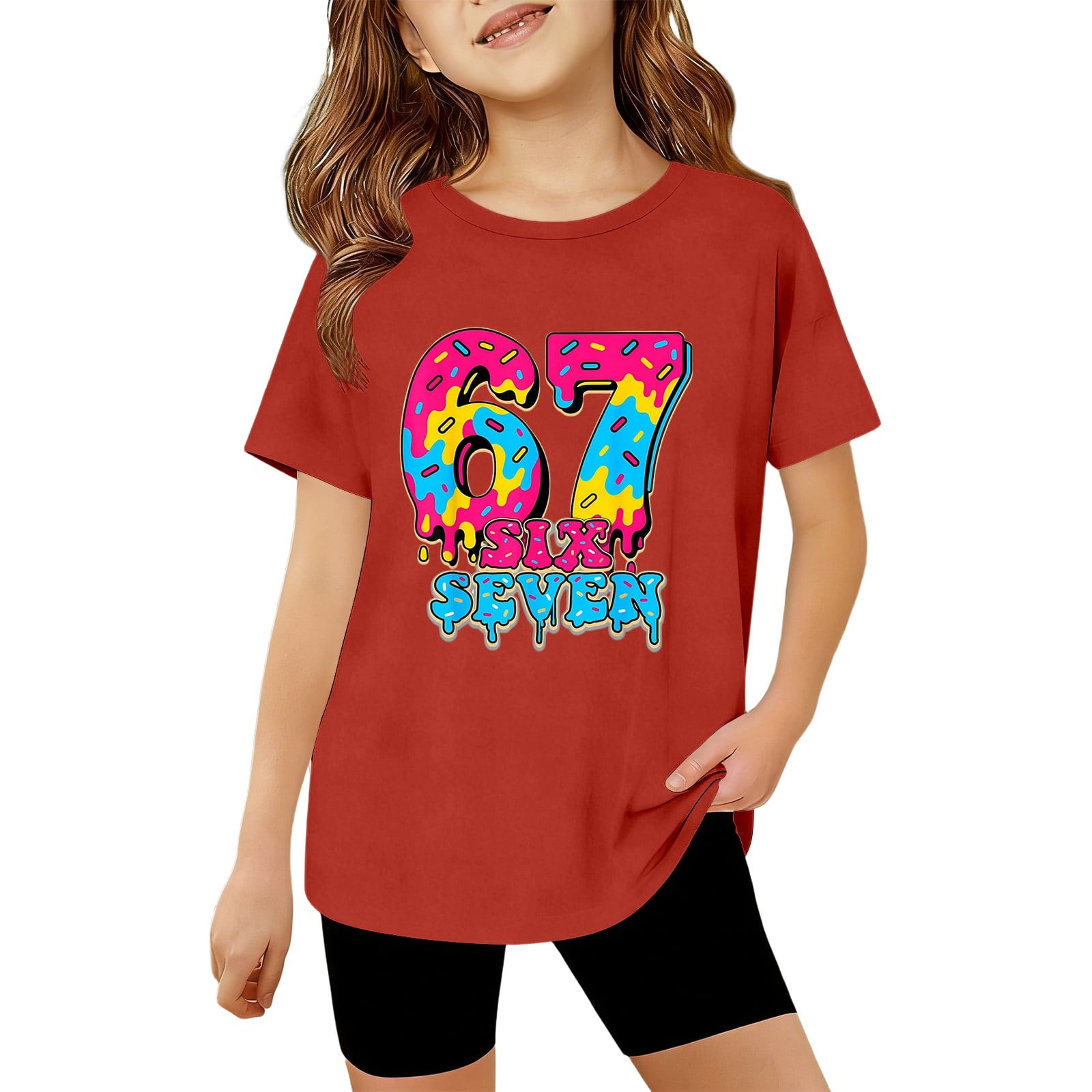 HNMKIU Fashionable Printed Tee Shirt For Girls Youth Casual Comfortable ...