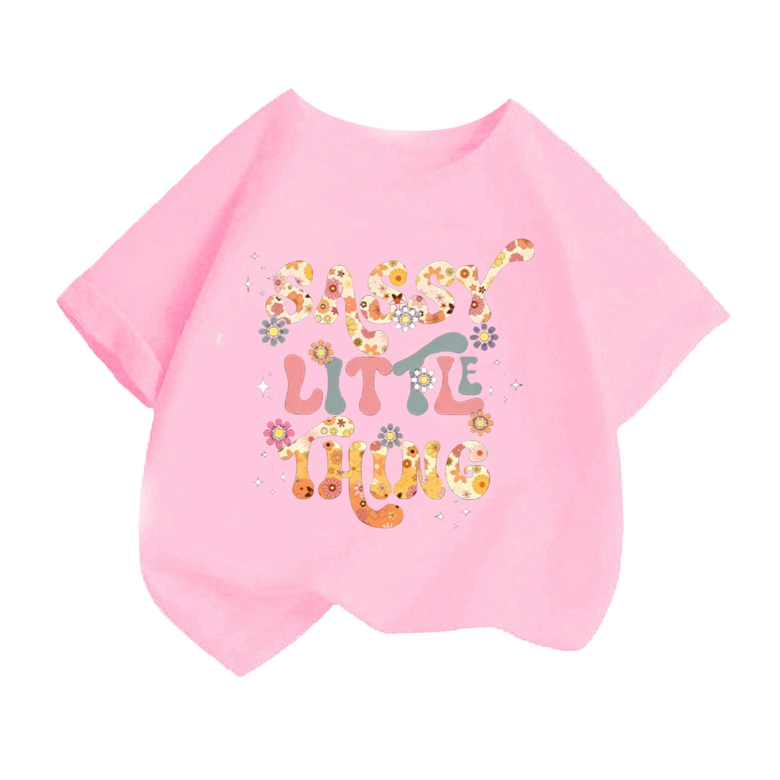 HNMKIU Fashionable Summer Casual Round Neck Short Sleeve Tee for Girls ...