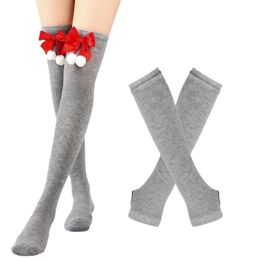 HNMKIU Festive Wool Blend Knit Stocking and Sock Set with Decorative ...