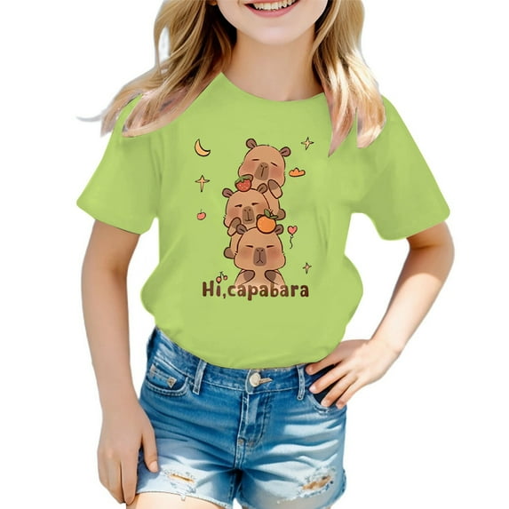 HNMKIU Girls Animal Graphic Printed Short Sleeve Tee Loose Fit Casual ...
