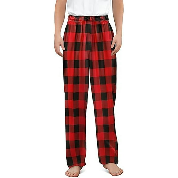 HNMKIU Girls Casual Plaid Trousers with Elastic Waistband Comfortable ...