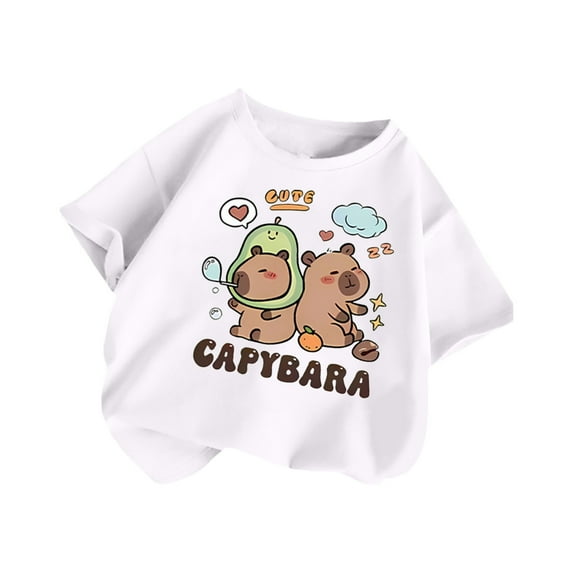 HNMKIU Girls' Casual Short Sleeve Tee with Adorable Cartoon Animal ...