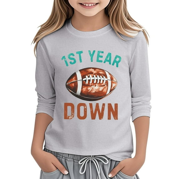 HNMKIU Girls Casual Solid Color Round Neck Long Sleeve T-Shirt ...