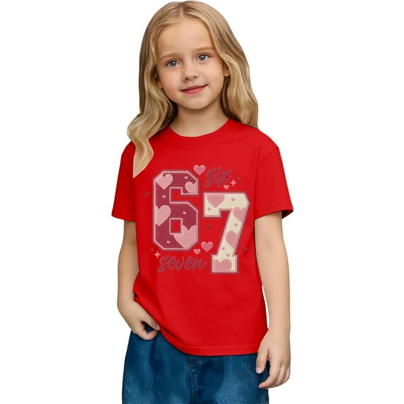 HNMKIU Girls Fashion Casual Graphic Print Short Sleeve Loose Fit ...