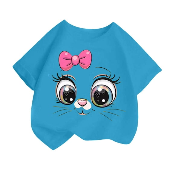 HNMKIU Girls Fashion Tee Cute Printed Round Neck Short Sleeve Casual ...