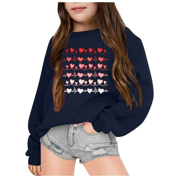 HNMKIU Girls Hoodies & Sweatshirts - Children's Long Sleeved Valentine ...
