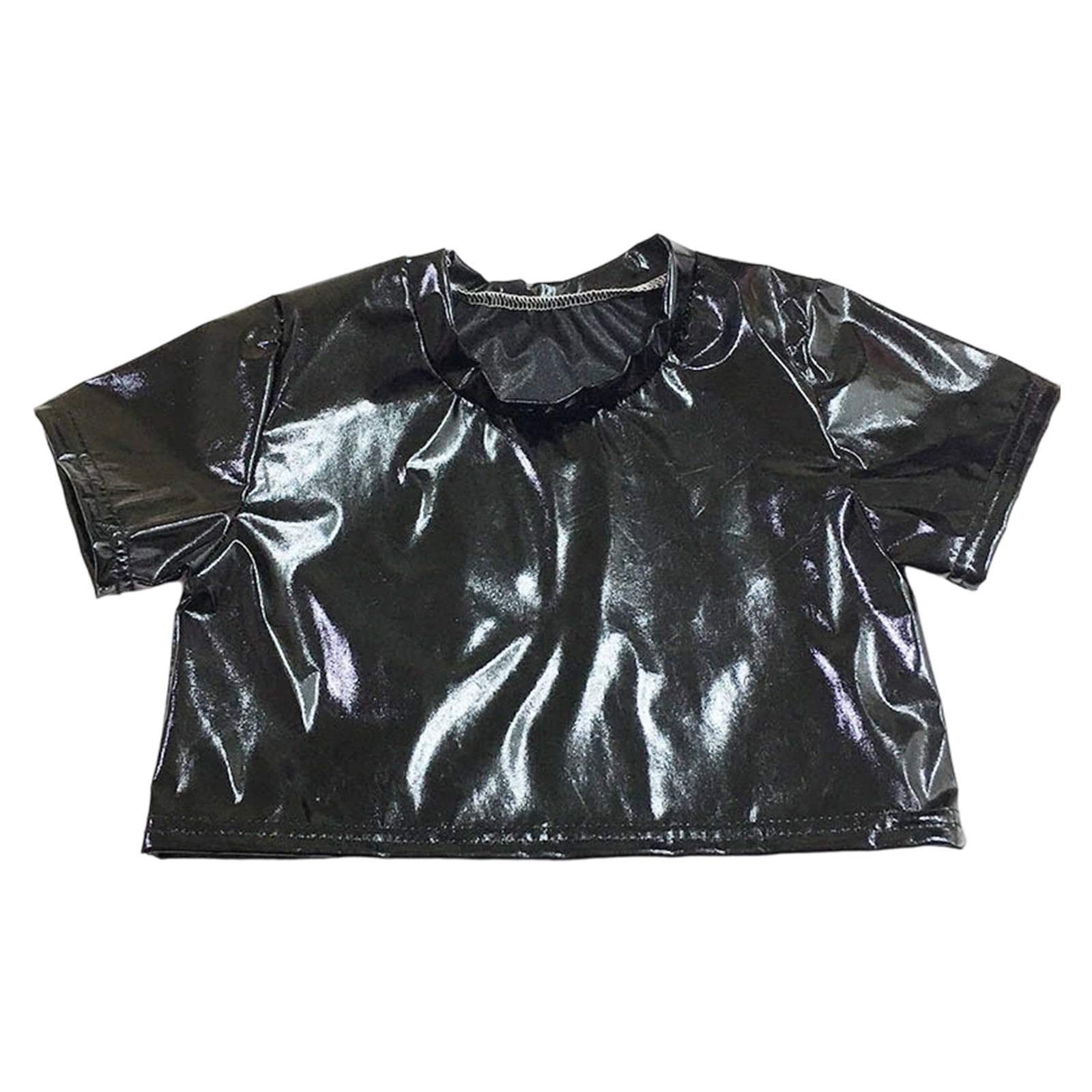HNMKIU Girls Metallic Shiny Performance Dance Top Cool Robot Short ...