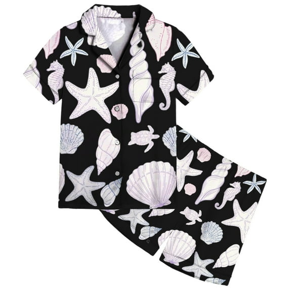 HNMKIU Girls Ocean Themed Satin Pajama Set Soft Comfortable Sleepwear ...