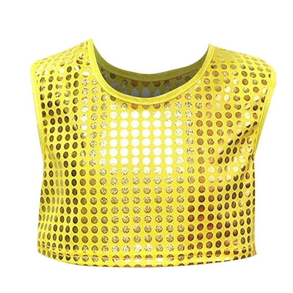 HNMKIU Girls Sequin Dance Vest Top For Cheerleading Team Performance ...