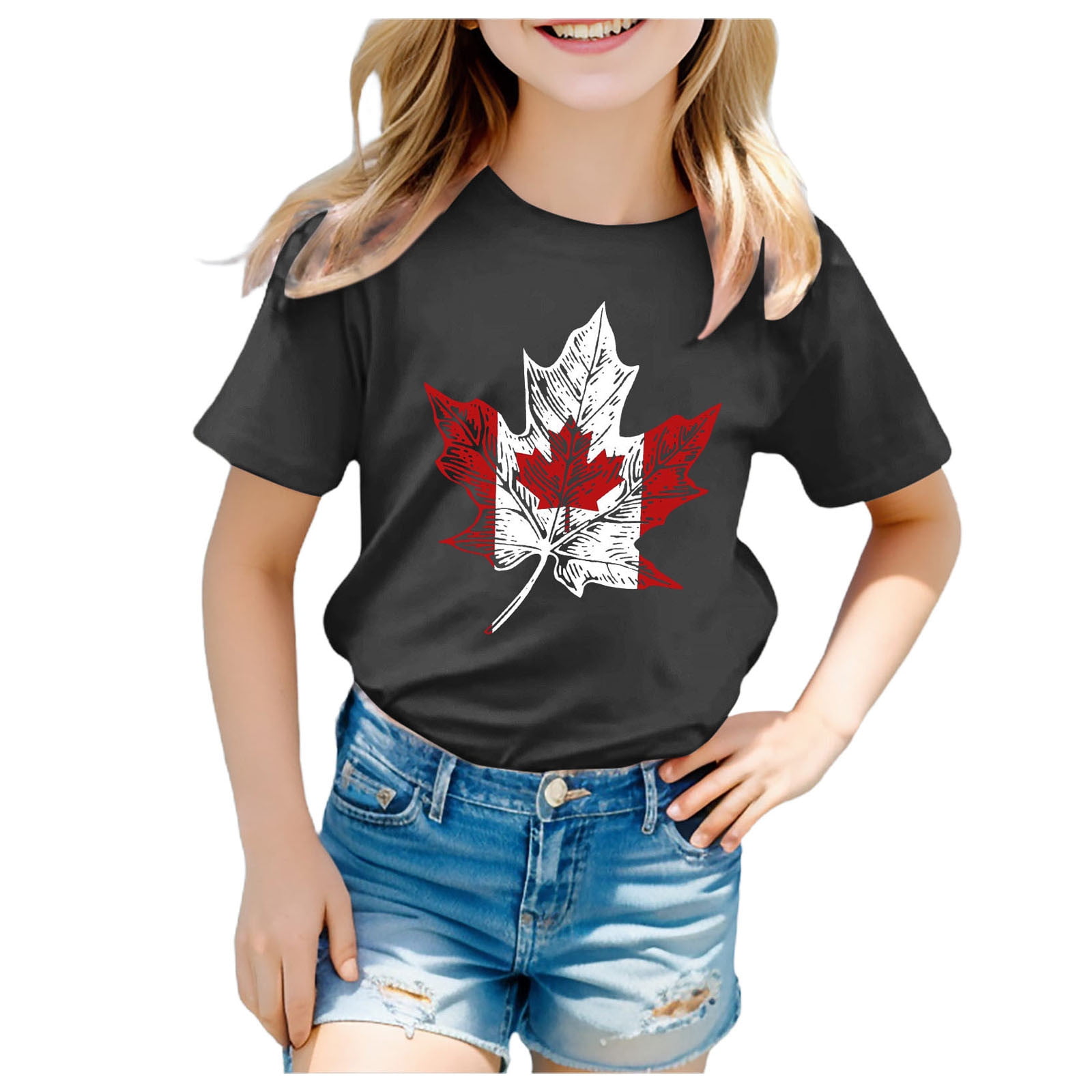 HNMKIU Girls Summer Short Sleeve Crewneck Tee Casual Basic Fit ...