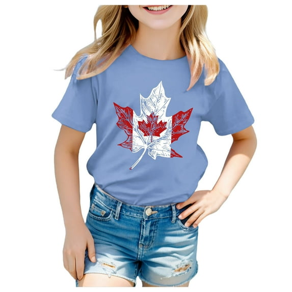 HNMKIU Girls Summer Short Sleeve Crewneck Tee Casual Basic Fit ...