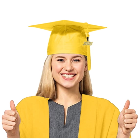 HNMKIU Graduation Cap Unisex Adult Commencement Hat For College Yellow ...