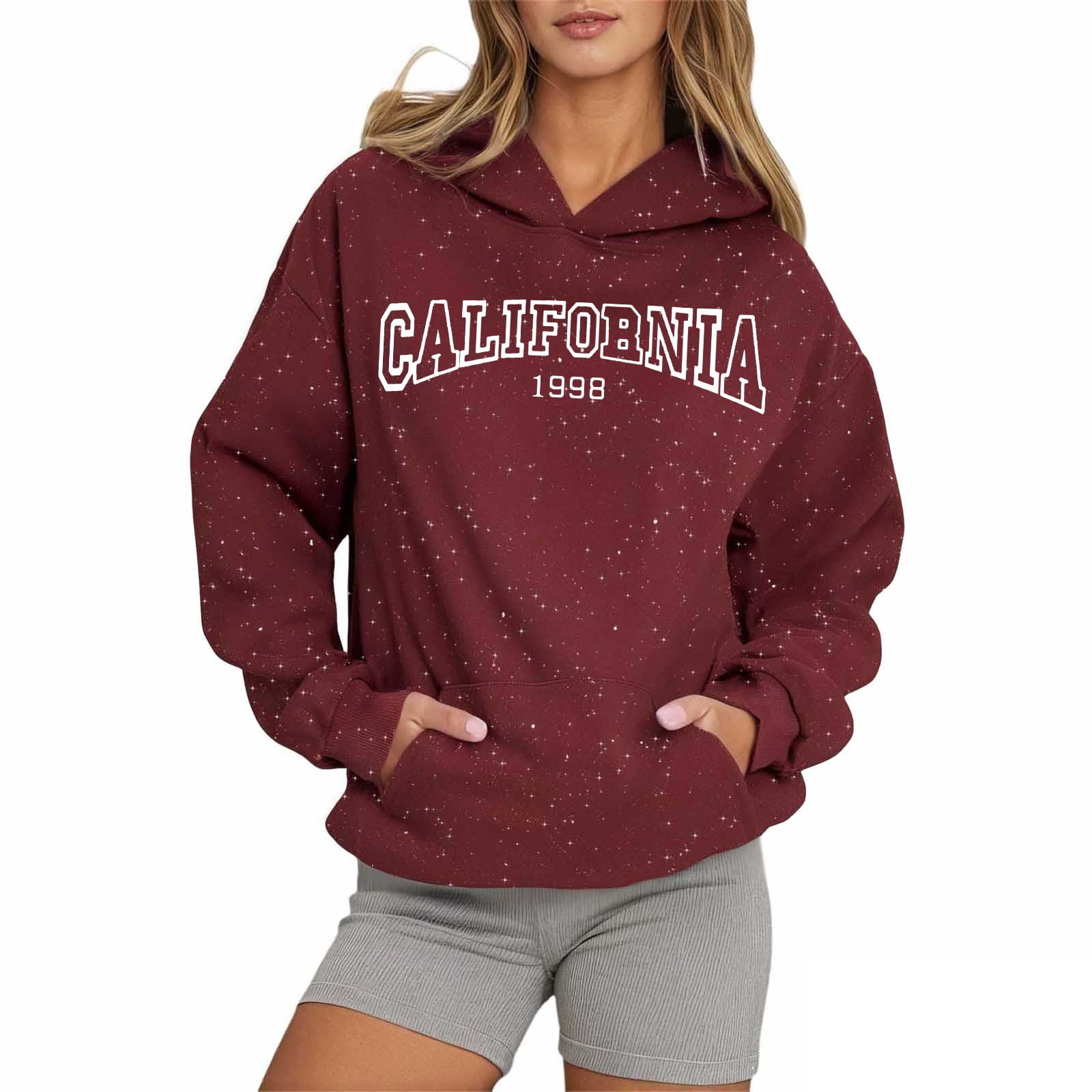 HNMKIU Graphic Hoodies for Women and Men Casual Letter Print Starry Sky ...
