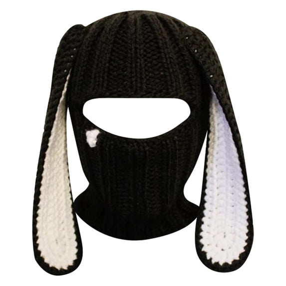 HNMKIU Hats Rabbit Ear Hat for Autumn and Winter – Knit Earmuff Neck ...