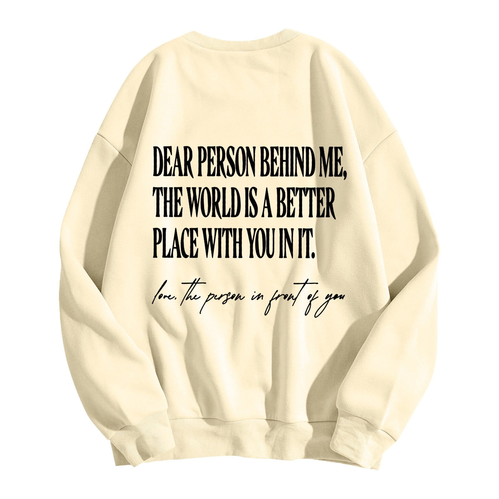 HNMKIU Inspirational Quote Print Hoodless Sweatshirts for Women Long ...