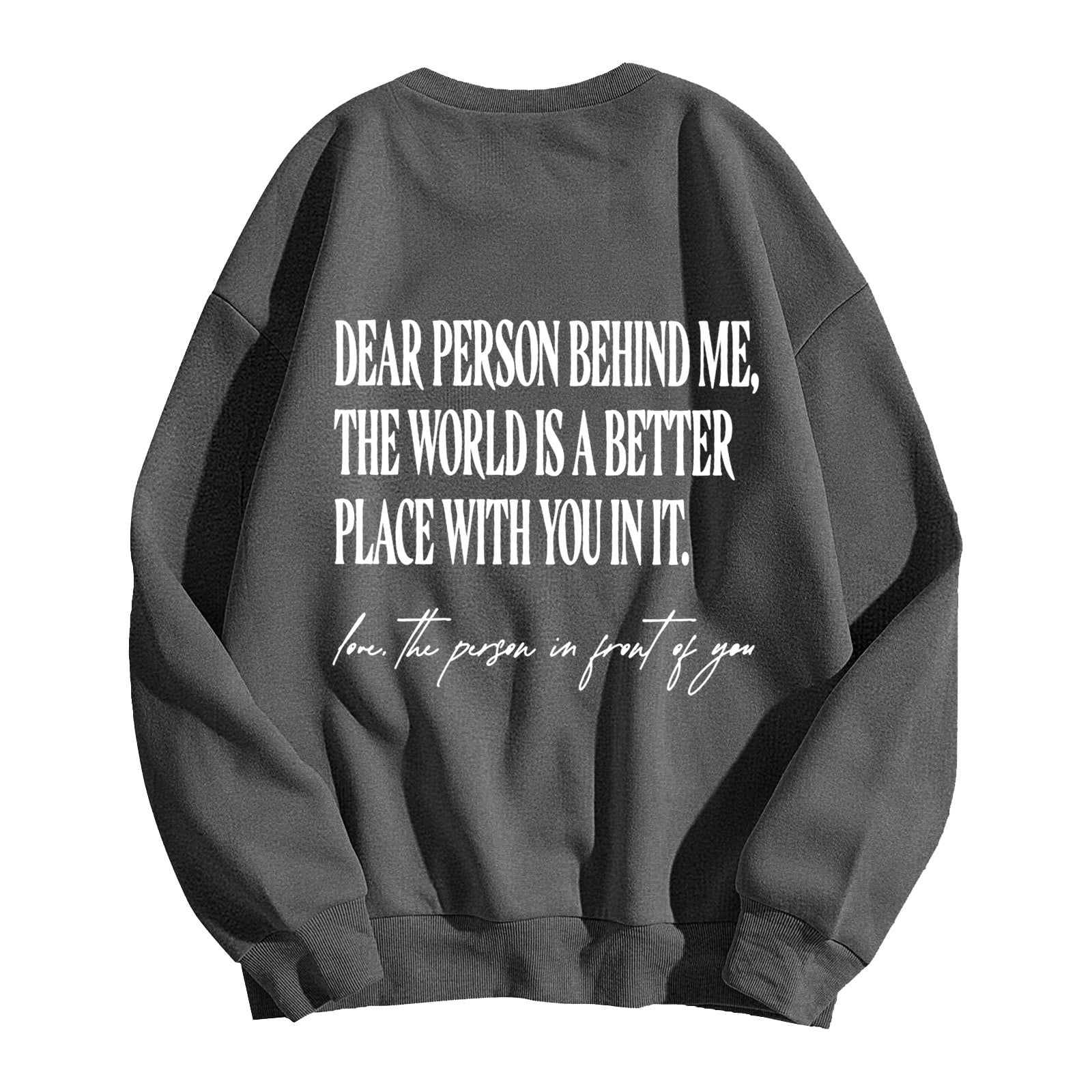 HNMKIU Inspirational Quote Print Hoodless Sweatshirts for Women Long ...