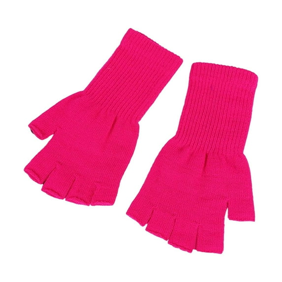 HNMKIU Kids Thermal Acrylic Gloves Long Sleeve Half Finger Design Warm ...