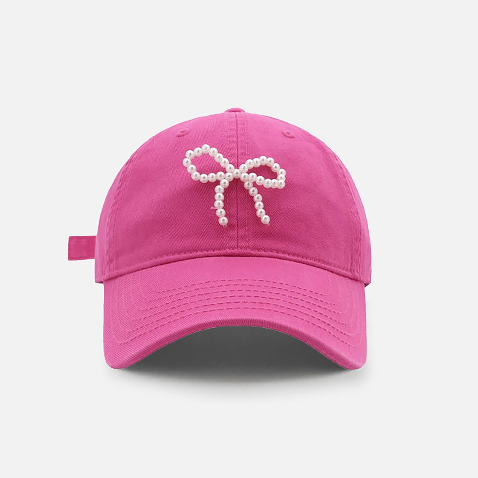 HNMKIU Korean Style Pearl Bow Baseball Cap For Women Soft Top Hat ...