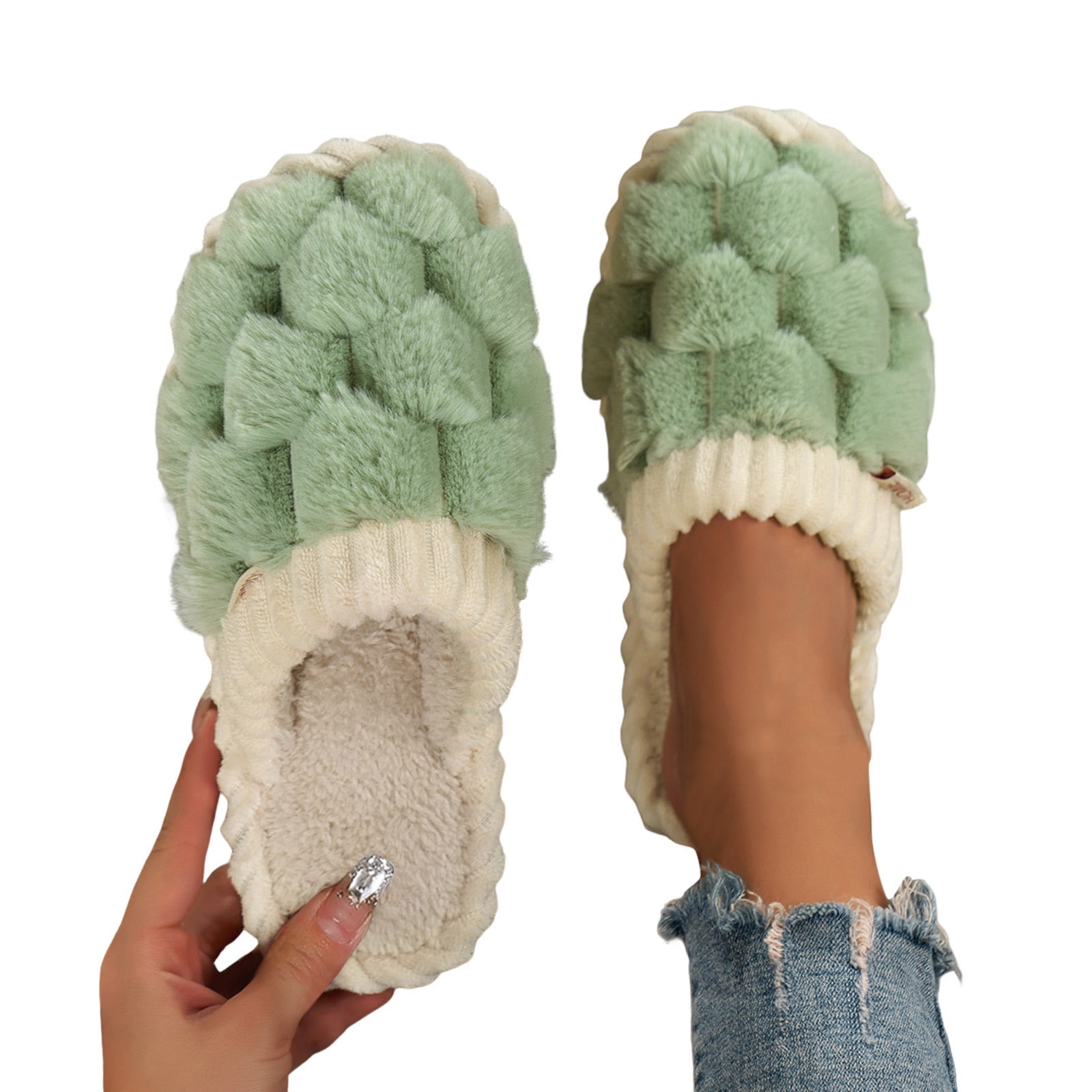 HNMKIU Warm Slippers for Women Ladies Couple Autumn Winter Closed Toe ...