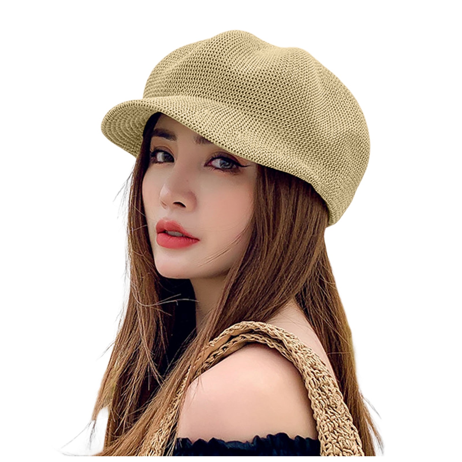 HNMKIU Ladies Summer Octagon Beret for Sun and Stylish Outings Khaki,55 ...