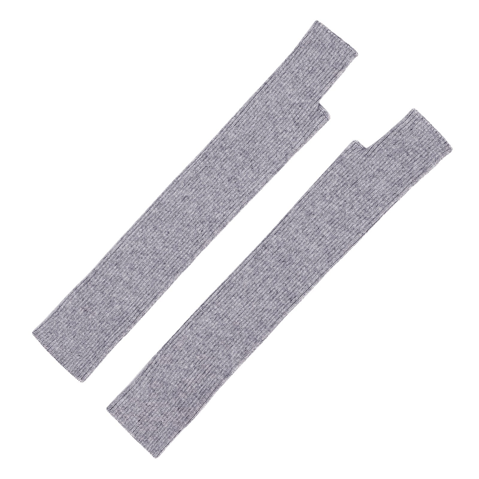 HNMKIU Long Fingerless Knitted Mittens with Thumb Sleeve for Women Arm ...